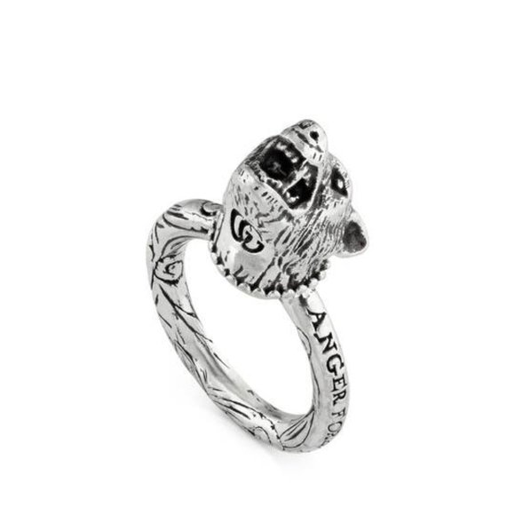 Gucci | Accessories | Gucci Anger Forest Wolf Head Ring In Silver ...